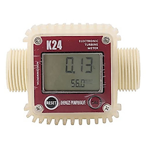 Digital Turbine Flow Meter, G1 Female Thread High Accuracy Modular Design Large LCD Display 4 Measure Units Electronic Fuel Meter for Gasoline for