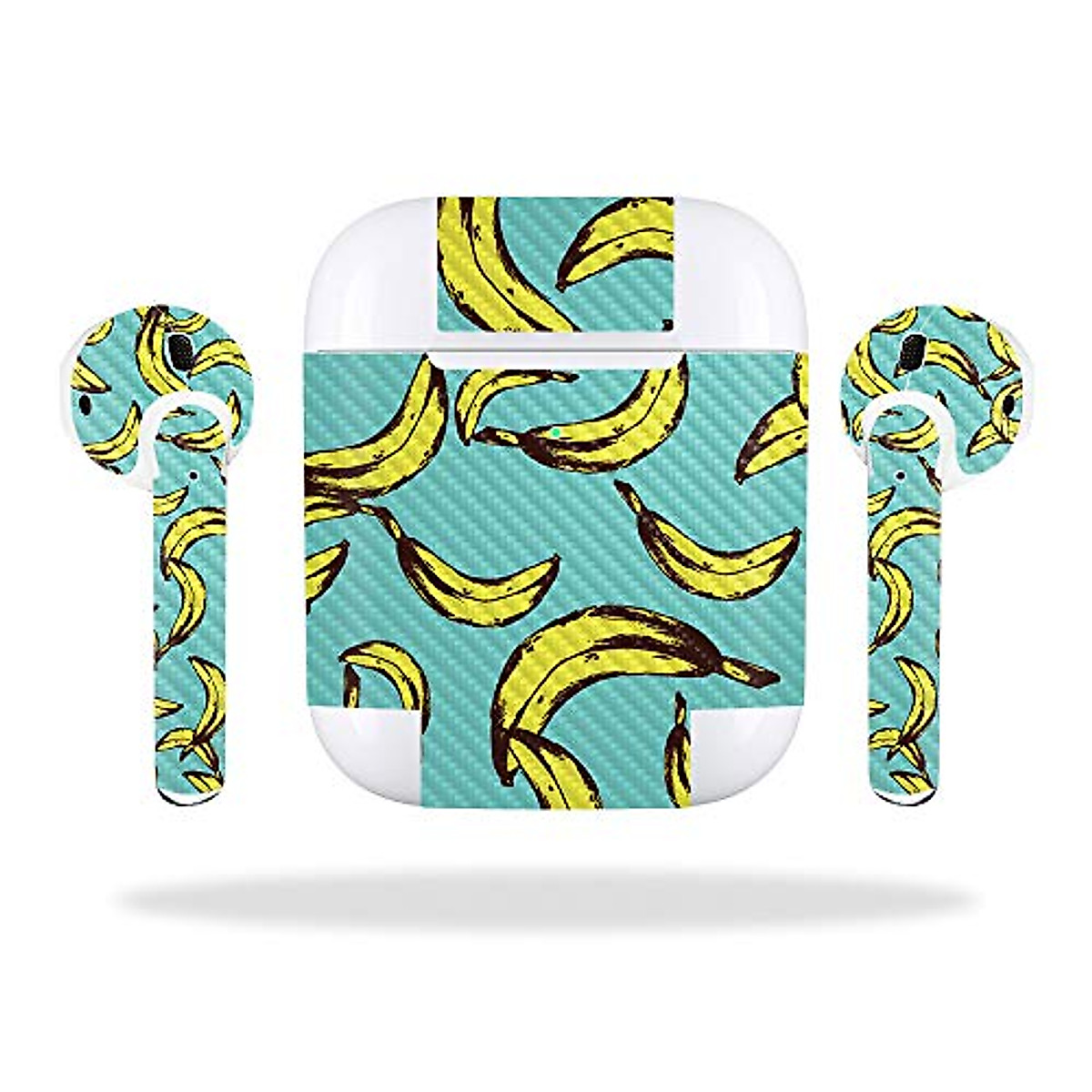 MightySkins Carbon Fiber Skin for Apple AirPods 2 (2019) - Bananas | Protective, Durable Textured Carbon Fiber Finish | Easy to Apply, Remove, and Change Styles | Made in The USA