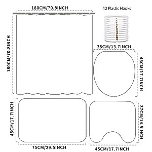 4 Piece Anime Shower Curtain Sets with Non-Slip Rug,Toilet Lid Cover and Absorbent Carpet Bath Mat,Durable Waterproof Fabric Shower Curtain with 12 Hooks for Bathroom 70.8" 70.8" (A3, Small)