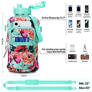 Gedux Half Gallon Water Bottle with Storage Sleeve, 74oz Large Water Bottle with 2 Lids(Straw Lid and Chug Lid), Big Sports Water Jug for Gym with Strap, BPA-Free Drink Container with Handle