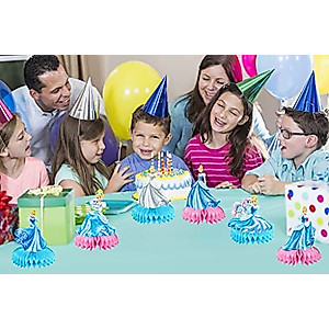 6 PCS Cinderella Princess Theme Honeycomb Centerpieces Colorful Cartoon Princess Cinderella Kids' Birthday Party Decoration (Cinderella)