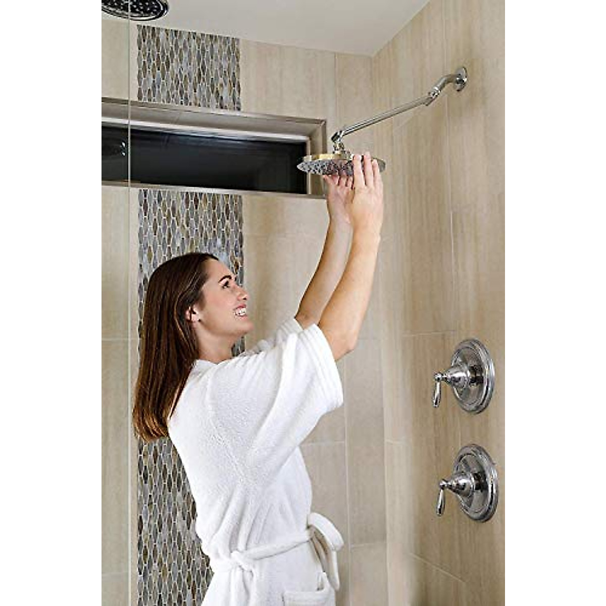Adjustable Shower Arm Extension by WaterPoint, Brass Shower Head Extension Arm with High Polished Chrome Finish 11+ Inch