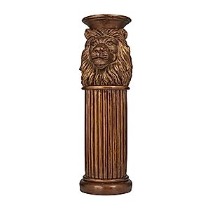 Deco 79 Polystone Lion Pedestal Table, 8" x 9" x 25", Bronze