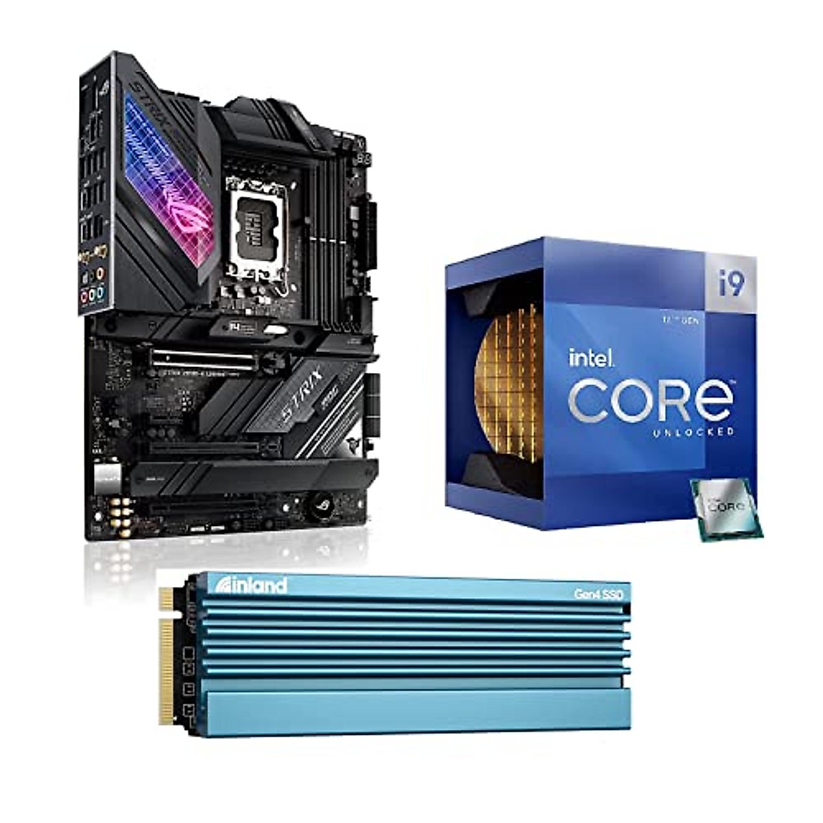 INLAND Performance Plus 2TB GEN 4 SSD with Heatsink Compatible with PS5 + Intel Core i9-12900K Desktop Processor 16 (8P+8E) Cores up to 5.2 GHz Unlocked LGA1700 Desktop Processor with ASUS ROG Strix Z