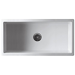 ALFI brand AB3618HS-W 36" Smooth Apron Single Bowl Fireclay Farm Sink, White