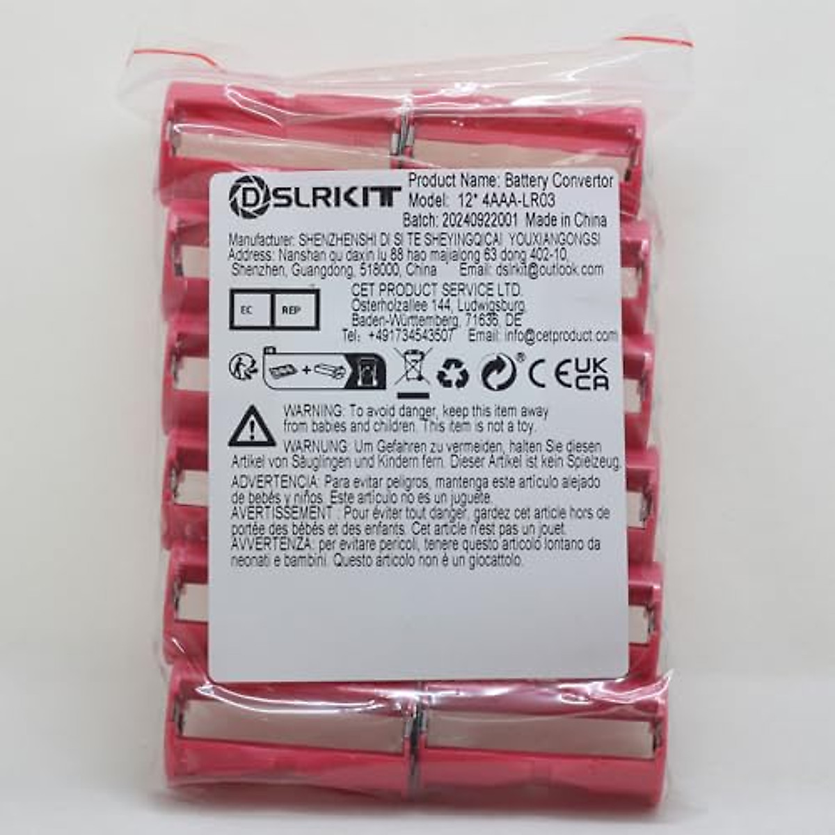 DSLRKIT 4AAA(LR03) to C Size Parallel Battery Adapter Holder (Pack of 12)