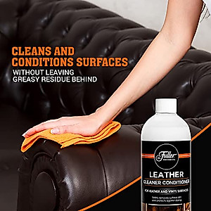 Fuller Brush Leather Cleaner Conditioner – Removes Surface Dirt & Protects Against Drying – Natural Oils Restore Appearance – Penetrates, Softens & Lubricates Leather Surfaces (Bottle with Sprayer)