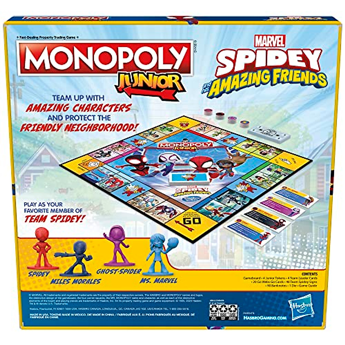 Hasbro Gaming Monopoly Junior: Marvel Spidey and His Amazing Friends Edition Board Game for Kids Ages 5+,with Artwork from The Animated Series,Kids Board Games