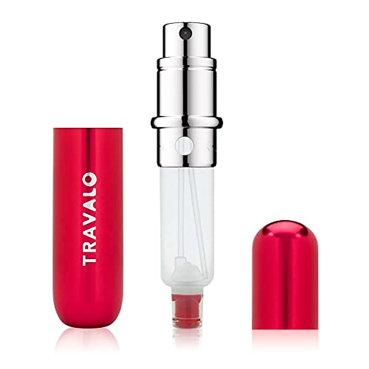 Travalo Classic HD Perfume Atomizer | Genie-S TSA Approved Travel Perfume Bottle Refillable | Reusable Airtight Easy-Fill Mini Pump Sprayer | Lightweight Elegant Design w/Volume Window | Red 0.17oz