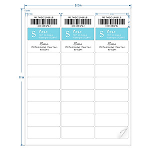 Methdic Address Labels 1" x 2-5/8" 900 Labels Sticker Paper for Laser/Ink Jet Printer Mailing Labels 8.5"×11" White 30 per Sheet
