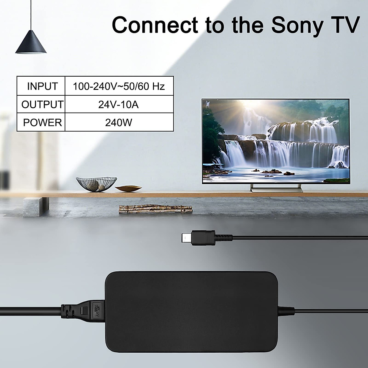 JUYOON 24V 10A Charger Power Cord for acdp-240e02 acdp-240e01 Sony 65X900E 65X905E 65X930D 65X930D XBR-65X900E XBR-65X937D XBR-55X930E XBR-55X930D Smart LED TV