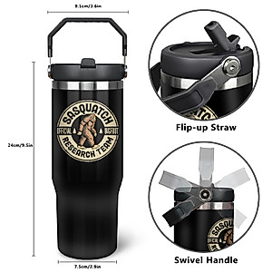 ysnifeiw 30oz Bigfoot Tumbler with Top Handle and Flip Straw Bigfoot/Sasquatch Gifts Cup for Dad Father's Day Birthday Christmas Gifts for Men