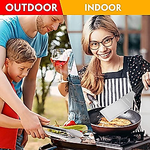 Overmont Griddle Accessories Tool Kit 13-Piece Professional Grill Spatula & Scraper Set Flipper Stainless Steel for Flat Top Grill Hibachi BBQ Camping Cooking Dishwasher Safe