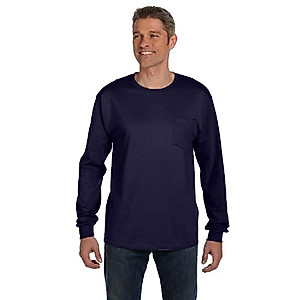 Hanes Tagless Long Sleeve T-Shirt with a Pocket