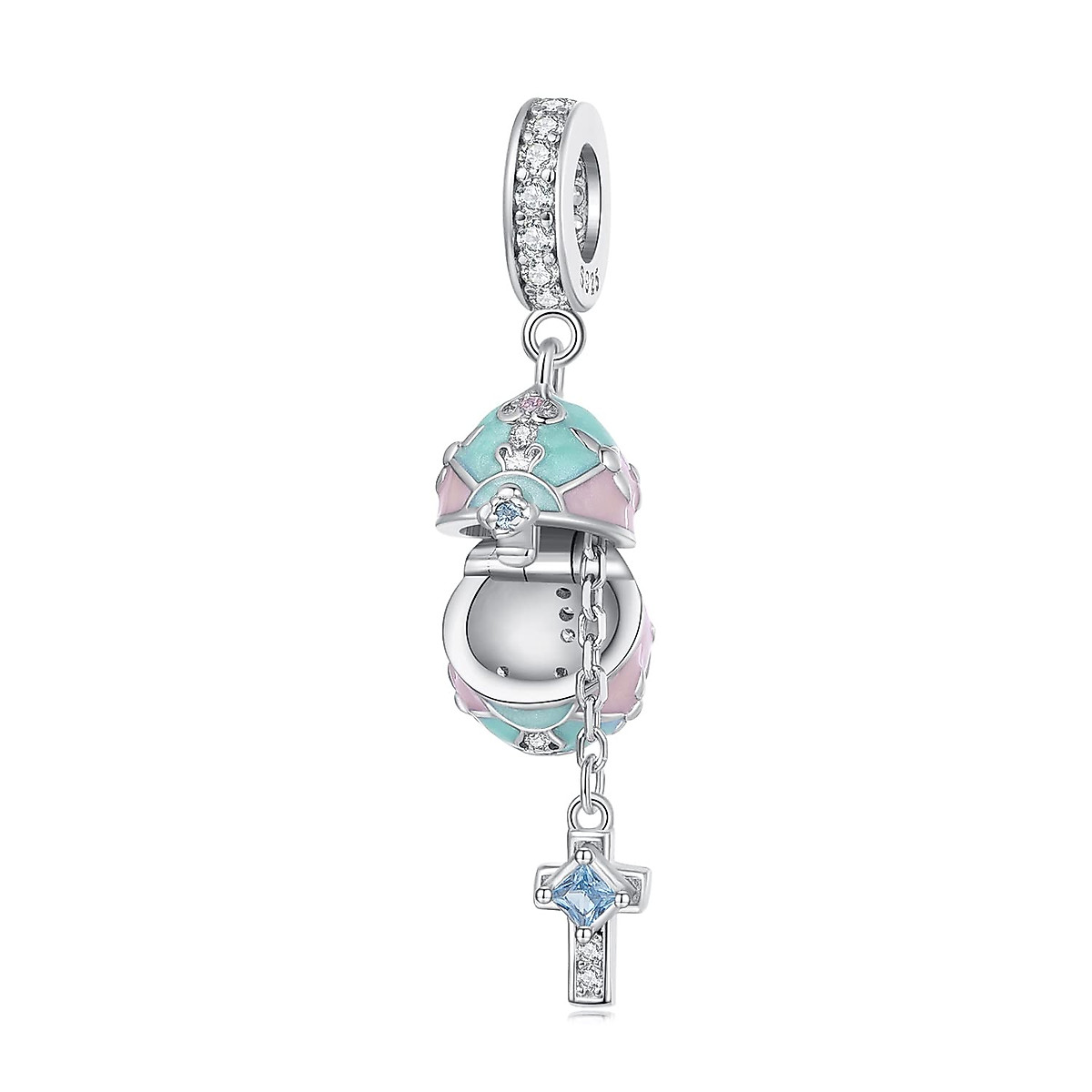 Easter Egg Pendant Charm 925 Sterling Silver Charm Fits For Pandora Bracelet Necklace, BSC779