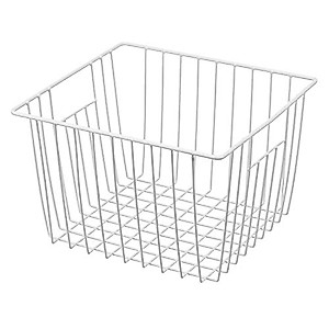 iPEGTOP Deep Refrigerator Freezer Baskets, Large Household Wire Storage Basket Bins Organizer with Handles for Kitchen, Pantry, Freezer, Cabinet, Closets, Pearl White, Set of 3