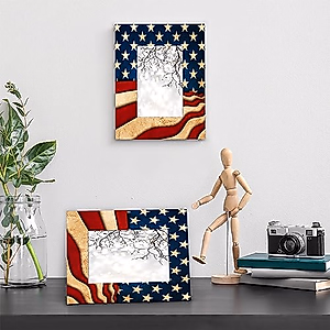 POFATO Independence Day Flag 5x7 Picture Frame Wood Photo Frame for Tabletop Display Wall Mount Picture Frame Display 5 x 7 Inch Photo Wall Decor Home Gift Frames