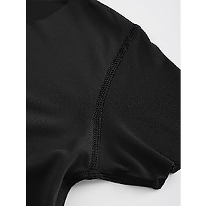 Mufeng Kids Boys Girls Seamless Breathable Short Sleeve T-Shirt Sun Protection Shirt for Sports Workout Exercise Black 9-10 Years