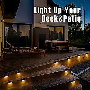 GIGALUMI Solar Deck Lights Outdoor, 16 Pack Solar Step Lights Waterproof Led Solar Lights for Outdoor Stairs, Step, Fence, Railing, Yard and Patio (Warm White)