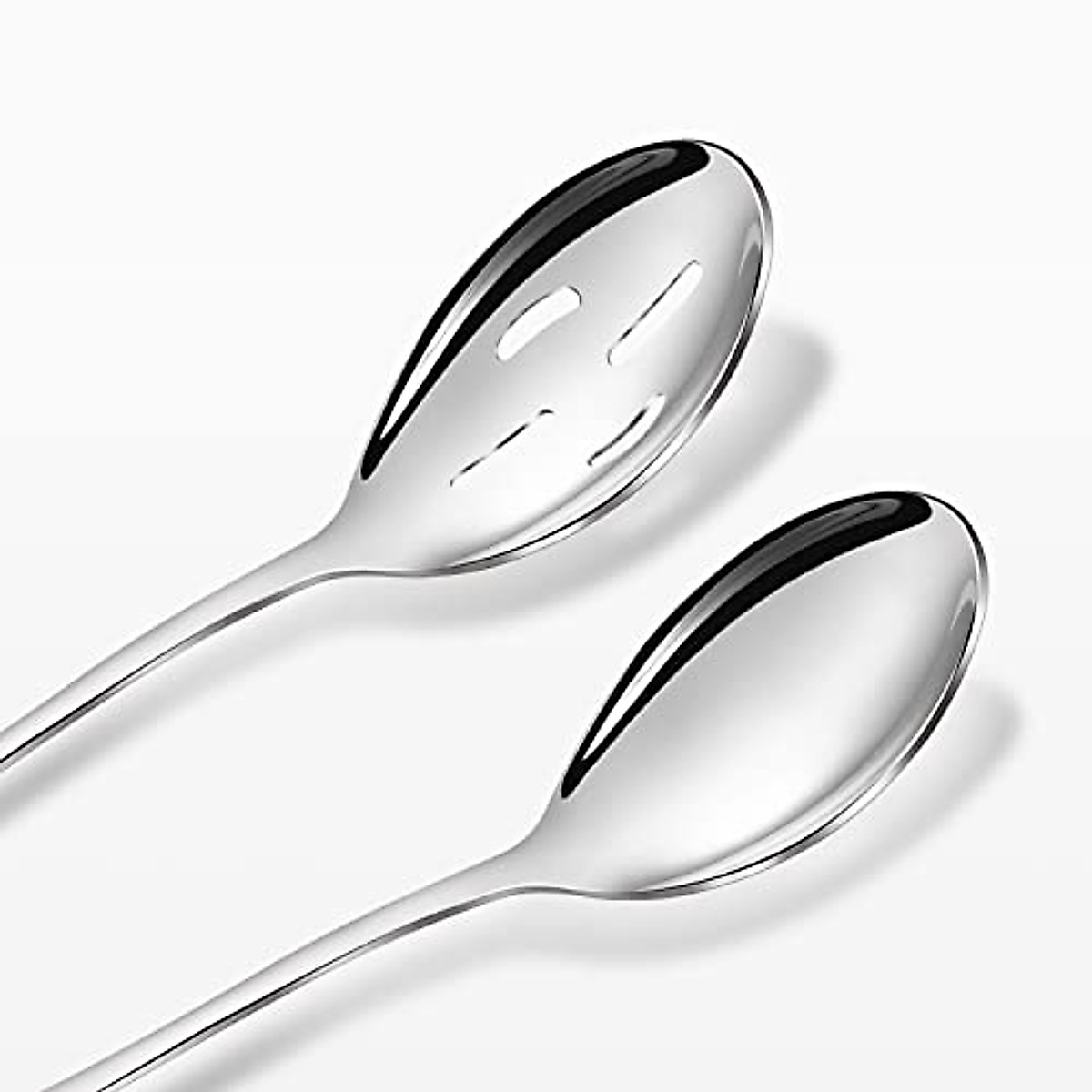 Bonasen 10.1-Inch 6-Piece Serving Spoons - Includes 3 Large Serving Spoons and 3 Slotted Spoons, Stainless Steel Buffet Serving Utensils,Metal Serving Spoons Set for Parties