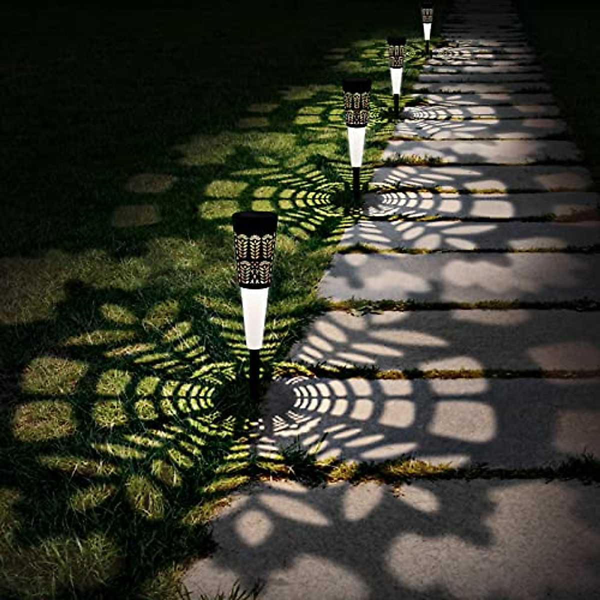 Vingtok Solar Pathway Lights 4 Pack, Solar Lights Outdoor Waterproof, 15 Hrs Long-Lasting LED Solar Powered Garden Path Lights for Walkway Yard Backyard Lawn Landscape Decorative (Warm White)