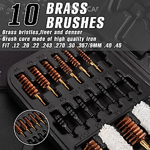 Raiseek Gun Cleaning Kit Elite Edition for Rifles Universal Handgun Shotgun Pistol Rifle Cleaning kit for .22 .357/9MM .30 .40 .45 .243 .270 12GA 20GA All Calibers and Portable Brass Brush with Case