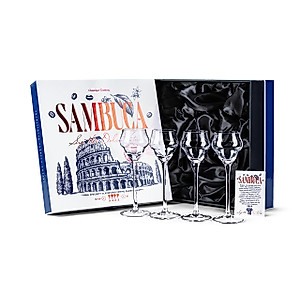 GLASSIQUE CADEAU Crystal Sambuca, Cordial, Digestive Glasses with Long Stem for Sipping After Dinner Drinks | Set of 4 | 3 oz Tall Stemmed Liquor Glassware