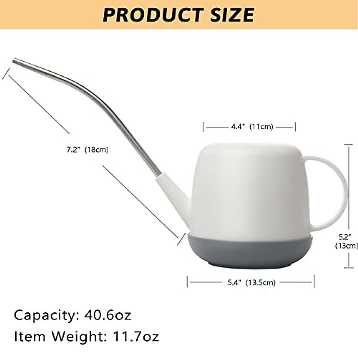 SAROSORA Watering Can for Hous Plants Garden Flower Long Spout 1.2L Helps You Water Tiny House Plants, Succulents, Bonsai or Herb Gardens (White)