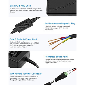 ALITOVE 24V 3A 72W AC to DC Adapter Power Supply Converter AC 100V ~ 240V to DC 24V 3amp Transformer with 5.5x2.1mm DC Output Jack for 5050 3528 LED Strip Module Light, CCTV Camera System
