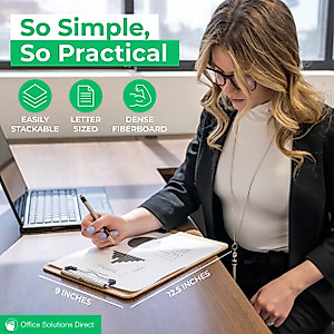 Clipboards (Set of 5) by Office Solutions Direct! ECO Friendly Hardboard Clipboard, Low Profile Clip Standard A4 Letter Size