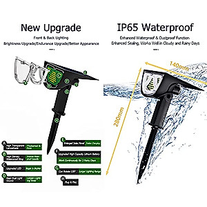 (2 Pack, Multicolor) Solar Spot Lights Outdoor, Front & Back Lighting, 43 LEDs, IP65 Waterproof, Auto On/Off, 2 Modes, Solar Lights Outdoor Garden, Wall Lights, Solar Patio Lights, Yard Lights