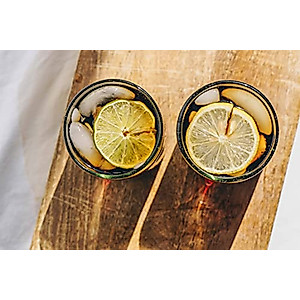 EMPORION Set of 6 Hand-Blown Clear Tumbler (10 oz) Glasses from Mexico - Rustic & Handcrafted Recycled Bubble Glass Drinking Glassware