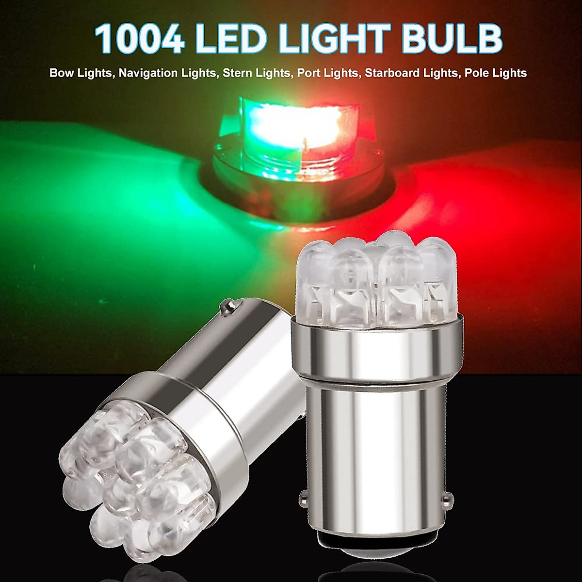 Keiurot BA15D 90 1004 Led Bulb for Boat Navigation Lights Anchor Light Stern Light, Boat Lights Bow and Stern, Marine Navigation Lights for Boats Led White DC 12V, 4Pack