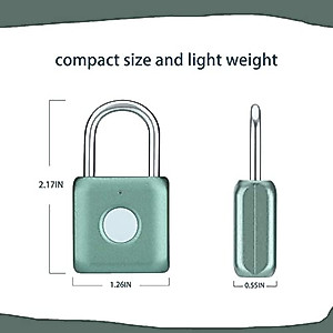 BOREAD Fingerprint Padlock, Smart Keyless Lock for Locker, Backpack, Suitcase, Travel Luggage,Cabinet, Drawer, Indoor, School Locker Lock,Portable USB Rechargeable (Green)