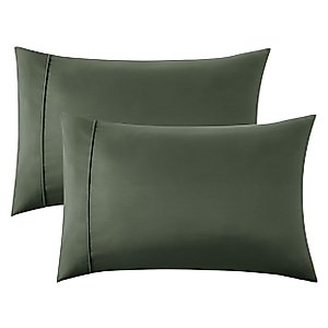 Bedsure Pillow Cases Standard Size Set of 2 - Olive Green Polyester Microfiber Pillowcases, Super Soft and Cozy Pillowcase, Pillow Case Covers with Envelop Closure, 20x26 Inches