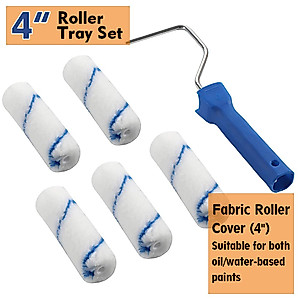 Paint Roller -Small Paint Tray Set with High-Density Foam Mini Roller Refills, Roller Frame, Paint Tray, 4" Microfiber Roller Covers, House Painting Roller Brush(12-Pack)