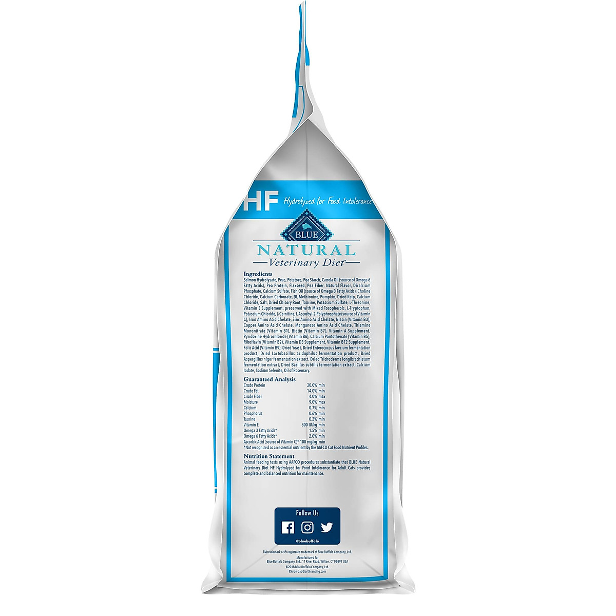 Blue Buffalo Natural Veterinary Diet HF Hydrolyzed for Food Intolerance Dry Cat Food, Salmon 7-lb bag