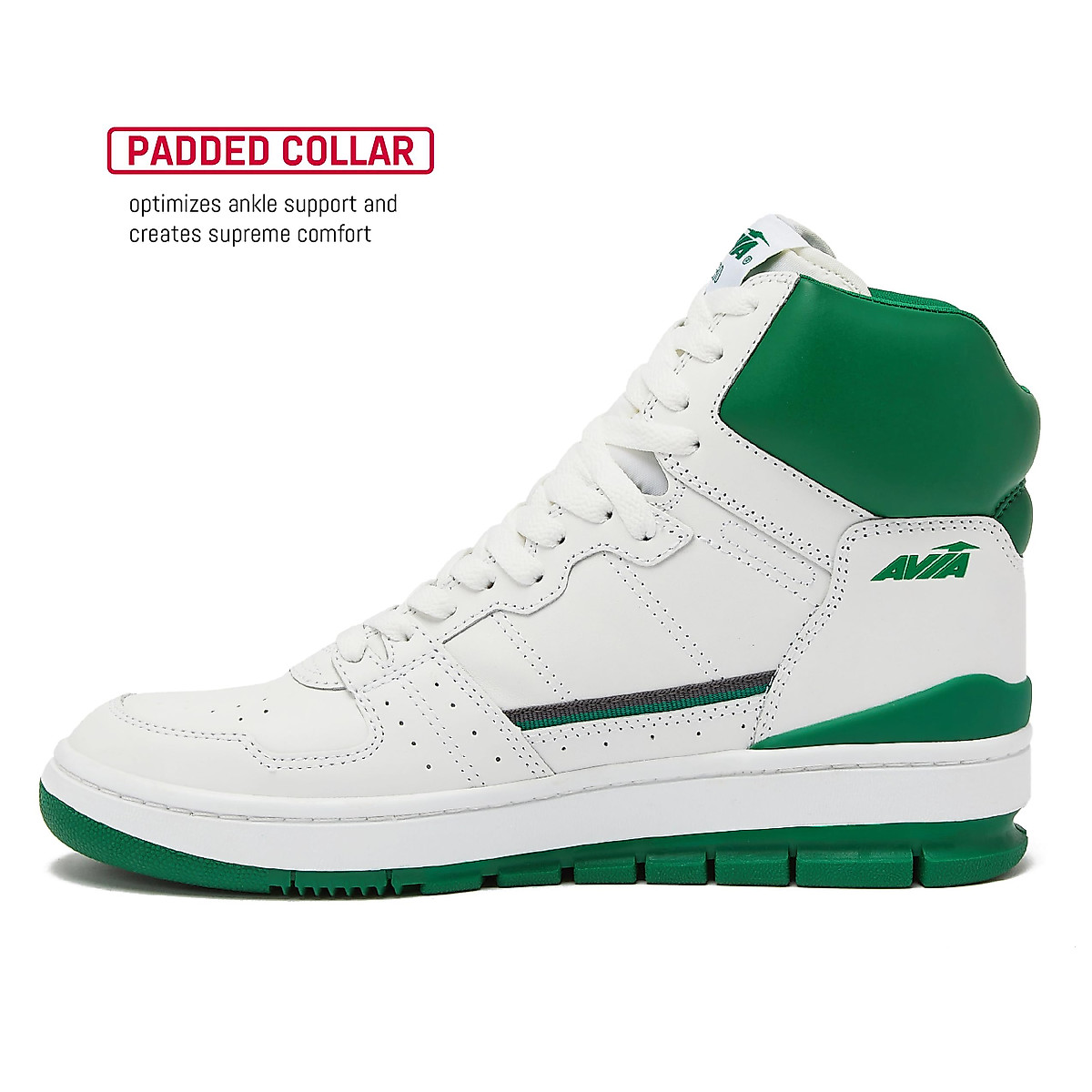 Avia 830 Men’s Basketball Shoes, Retro Sneakers for Indoor or Outdoor, Street or Court - White/Dark Green/Medium Grey, 13 Medium