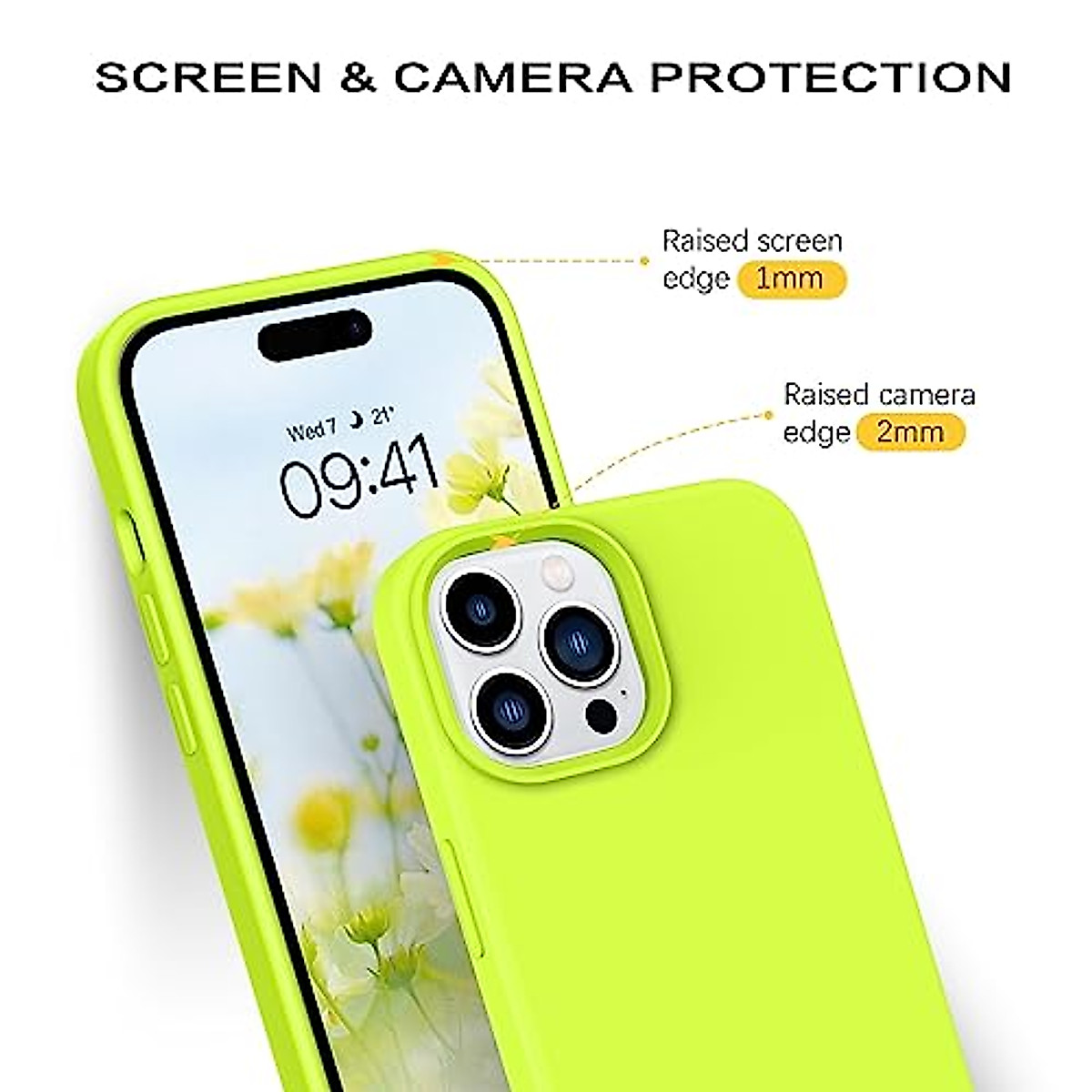 BENTOBEN for iPhone 14 Pro Max Case, Soft Silicone Gel Rubber Bumper Microfiber Lining Hard Back Shockproof Protective Phone Cover for iPhone 14 Pro Max 6.7", Hot Green