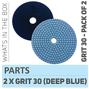 Stadea PPW101D Concrete Sanding Polishing Pads 4 Inch Grit 30 - Diamond Pads For Concrete Terrazzo Marble Floor Granite Stone Counter Wet Polishing