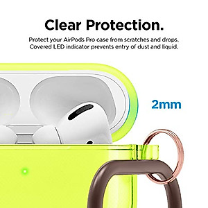elago Compatible with AirPods Pro Case Clear - High Rating, TPU Transparent Shockproof, Protective Case Cover with Keychain, Gel Tape Included, Wireless Charging [Neon Yellow]