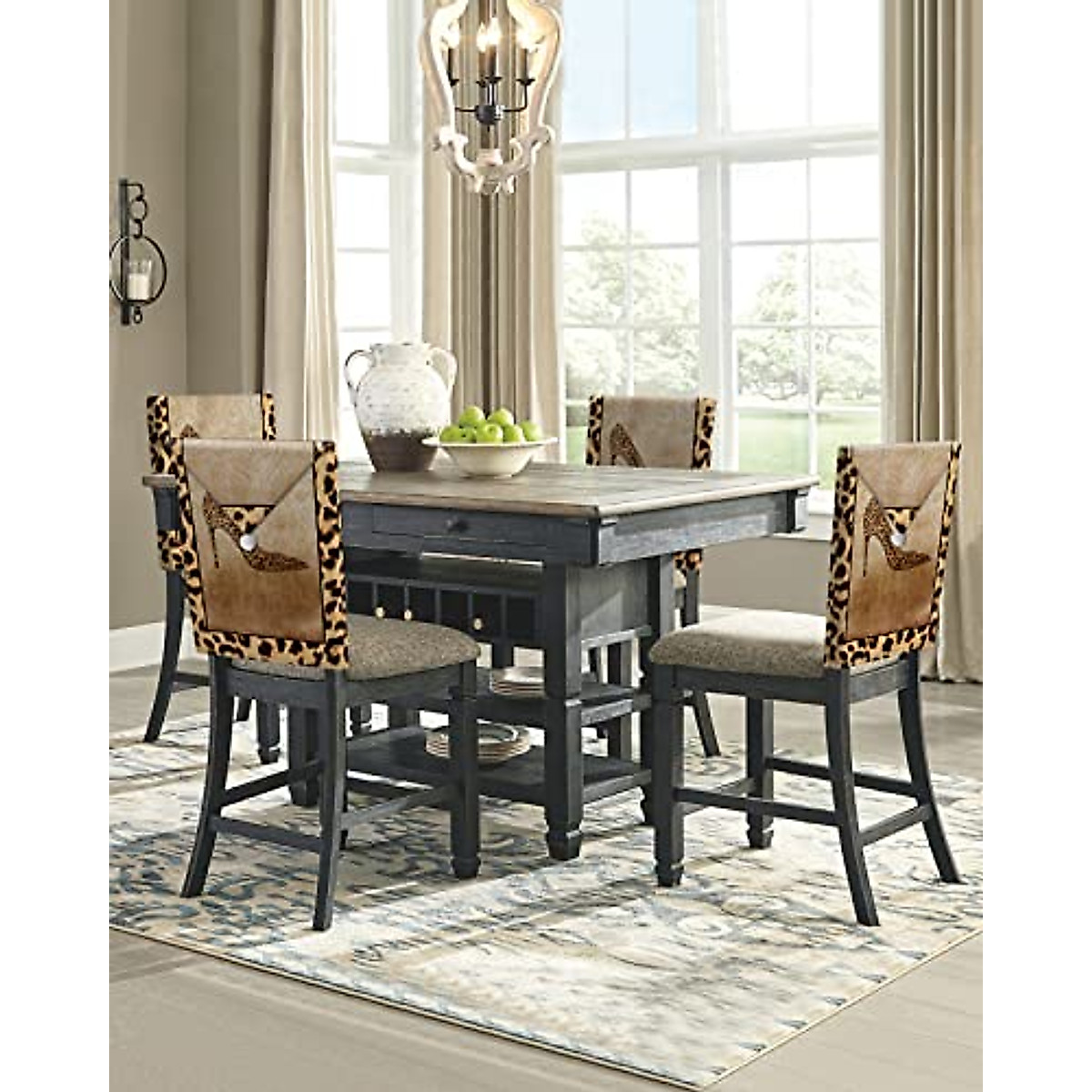 Leopard Print Christmas Chair Covers Santa Claus Hat Dining Chair Slipcover Xmas Chair Back Covers Set of 8 Banquet Party Holiday Festival Hotel Wedding Decor, Brown Animal Texture High Heels