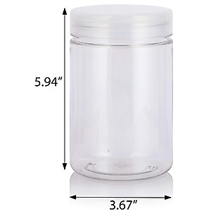 Clear Large 25 oz PET Plastic (BPA Free) Refillable Jar with Clear Natural Flip Top Cap - (3 pack) + Labels