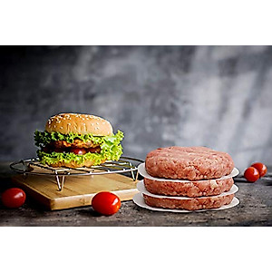 BUDOBEG Hamburger Press Patty Maker for 1/4 to 1/2 Lb Aluminum Non-Stick Burger Press with Wax Paper Plastic Gloves and Spatula, 4.5 in Diameter