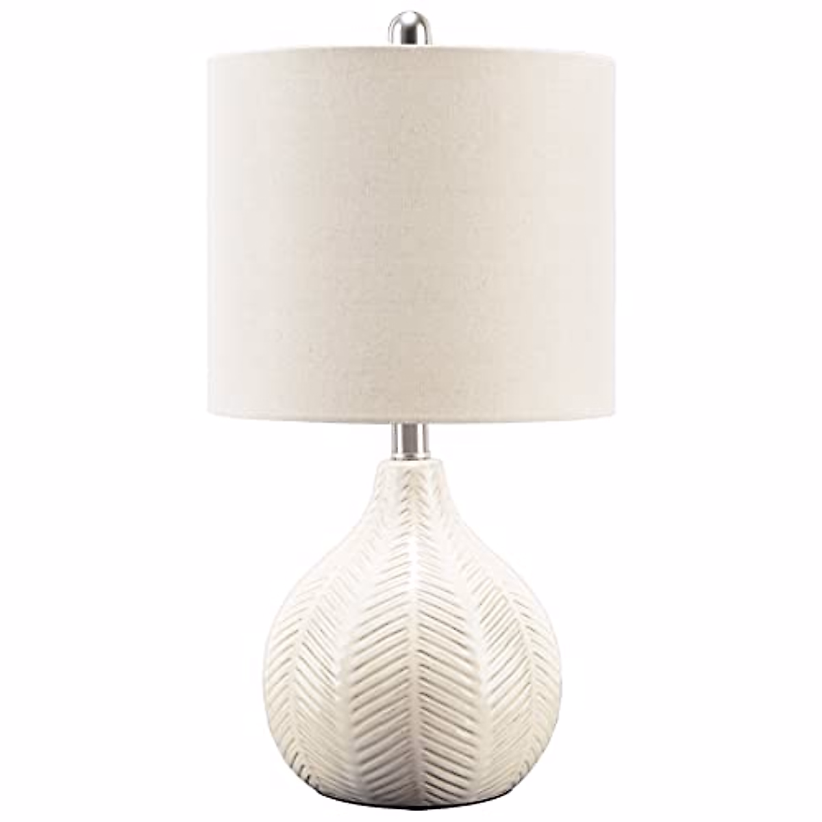 Signature Design by Ashley Rainermen 20" Modern Herringbone Ceramic Table Lamp, Off White