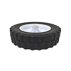 2 Pack - 6" x 1.5" Solid Rubber Flat Free Tire Hand Truck Plastic Wheel - – 1/2" Axle Hole - 70 lbs Capacity