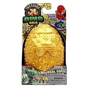 Treasure X Dino Gold Armored Egg. Break The Egg. Squeeze The Ooze Out. Smash The Fossil to Find The Treasure. Then Build The Dino and Display. Styles May Vary