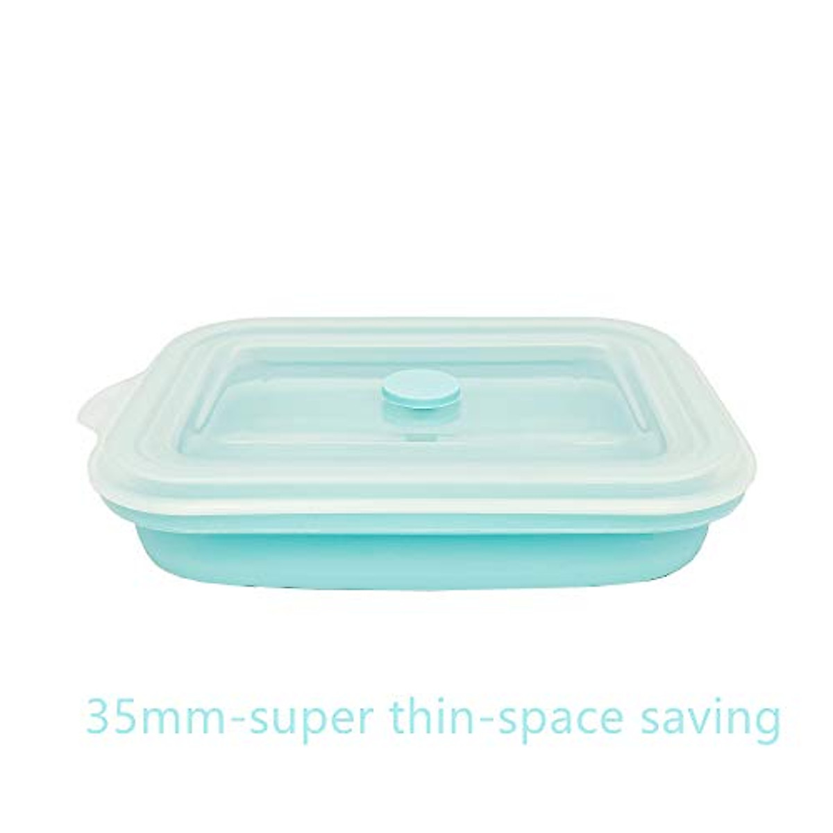CARTINTS Microwave and Oven Safe 100% Silicone Food Storage Containers Collapsible Bowls with lids, For Travel, Camping or Baking, (800ml, Blue, 1 Pack)