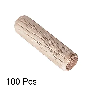 uxcell 0.31"x1.18"(8x30mm) Wooden Dowel Pin Wood Kiln Dried Fluted Beveled Hardwood 100pcs