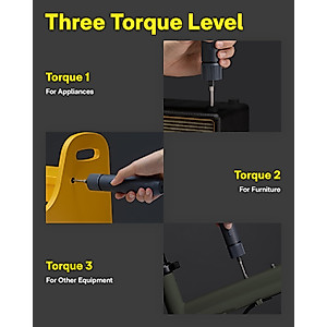 HOTO Electric Screwdriver Rechargeable,25+20 Extra Bits Enhanced Set,3.6V Cordless Screwdriver Set,3 Torque Settings,1500mAh Battery,LED Light for Furniture/Electric Appliances,No Charging Cable